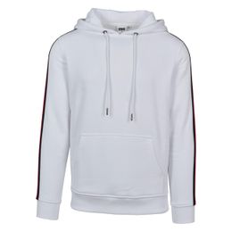 Urban Classics Herren Kapuzensweatshirt "Urban Classics Herren Stripe Shoulder Hoody"wht, blk, firerot, Gr. L, 63% Baumwolle, 37% Polyester,