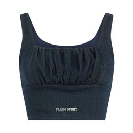 Plein Sport Damen Lauftop "Top Denim Touch PS"14, dunkelblau, Gr. L, Obermaterial: 93% Baumwolle, 7% Elasthan, Tops