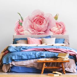 Bilderwelten Wandtattoo Blumen Illustration Aquarell rosa - Aquarell Rosa Rose XXL - Rose Wohnzimmer Schlafzimmer