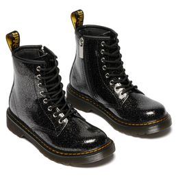 Dr. Martens M&auml;dchen Schn&uuml;rstiefel "8 Eye Boot ROMARIO", Gr. 34, schwarz, Lackleder, Glitzer, Schuhe, Kinderschuh, Freizeitstiefel mit zus&auml;tzlichem