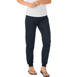 TRIGEMA Damen Schlafanzug "TRIGEMA Schlafanzughose B&uuml;ndchen", Gr. S, blau, Single Jersey, 100% Baumwolle, Homewear-Sets