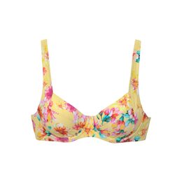 Sunseeker Damen B&uuml;gel-Bikini-Top "Mila", gelb, Gr. 40, floral, Microfaser, Microfaser, Polyamid, Bikini-Oberteile, im floralen Design