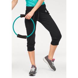 H.I.S. H.I.S Damen 3/4-Sweathose, schwarz, Gr. 46, unifarben, Obermaterial: 95% Baumwolle, 5% Elasthan, Hosen, Festes Sweatmaterial mit elastischem Bund und