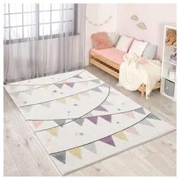 Kinderteppich Carpet City "Anime9381", beige (creme), B:80cm H:11mm L:150cm, Polypropylen (PP), Teppiche, Kinderteppich, Spielteppich, Wimpel, Weicher Flor, Pflegeleicht, Kinderzimmer