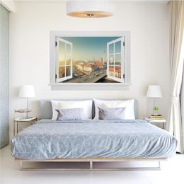 Bilderwelten Wandtattoo Stadt modern 3D-Effekt Wandaufkleber - Offenes Fenster Berlin am Morgen - Skylines Wohnzimmer Schlafzimmer