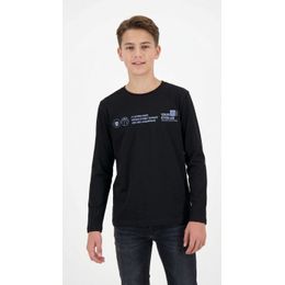 Langarmshirt name it "NKMRAMSEY LS NREG TOP BOX", Jungen, Gr. 116, schwarz, Jersey, Obermaterial: 100% Baumwolle, bedruckt, Rundhals, Shirts Langarmshirt