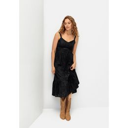 Lascana Damen Midikleid, schwarz, Gr. 34, unifarben, Web, Obermaterial: 100% Baumwolle. Futter: 100% Baumwolle, Kleider, mit sommerlicher