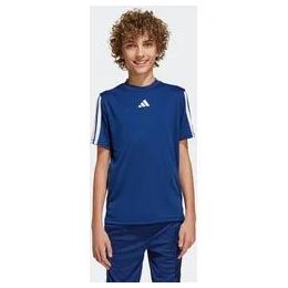 T-Shirt Adidas SPORTSWEAR "TRAIN ESSENTIALS 3-STREIFEN KIDS", M&auml;dchen, Gr. 140, blau (dunkelblau, wei&szlig;), Obermaterial: 100% Polyester, Rundhals, Shirts T-Shirt