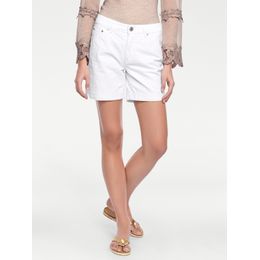 Jeansshorts Heine, Damen, Gr. 38, Normalgr&ouml;&szlig;en, wei&szlig;, 98% Baumwolle, 2% Elasthan, unifarben, kurz, Jeans Jeansshorts