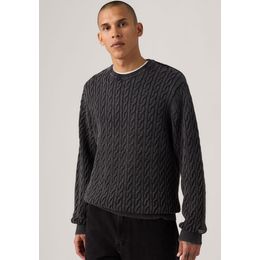 Levi's LEVI'S Herren Rundhalspullover "LV PRESIDIO", schwarz, Gr. XL, Zopfmuster, Strick, Obermaterial: 100% Baumwolle, Pullover, mit Zopfmuster