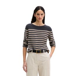 Marc O'Polo Strickpullover MARC O'POLO "aus Organic Cotton-Mix", Damen, Gr. XS, dunkelblau, Obermaterial: 78% Baumwolle, 22% Polyamid, gestreift, Rundhals, Pullover Strickpullover