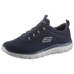 Skechers Herren Slip-On Sneaker "SUMMITS", Gr. 41, blau, Textil, Schuhe, Freizeitschuh, Slipper, Komfortschuh mit elastischer Bungee-Schn&uuml;rung