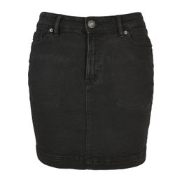 Jerseyrock Urban Classics "Urban Classics Damen Ladies Organic Stretch Denim Mini Skirt", Damen, Gr. 32, schwarz washed, 50% Baumwolle (Bio), 48% Baumwolle, 2% Elasthan, unifarben, slim fit, R&ouml;cke