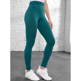 Damen Leggings, blau, Gr. 52, unifarben, 95% Polyester, 5% Elasthan, Hosen