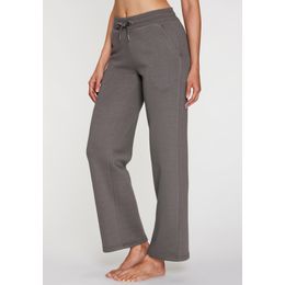 H.I.S. Relaxhose H.I.S, Damen, Gr. 32/34, N-Gr, stein, angeraute Sweatware, Obermaterial: 50% Polyester, 30% Viskose, 20% Baumwolle, unifarben, Basic, bequem lang, Hosen Relaxhose, mit weitem Bein und aus ultraweicher Sweatqualit&auml;t, Loungewear