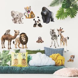 Bilderwelten Wandtattoo Tiere Illustration 3D-Effekt Wandaufkleber - Animal Club International - Tiere in Afrika - L&ouml;we Kinderzimmer Baby M&auml;dchen Jungen