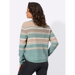 Casual Looks Damen Strickpullover "Ringel-Pullover", gr&uuml;n, Gr. 44, gemustert, gestreift, mehrfarbig, 50% Baumwolle, 50% Polyacryl, Pullover