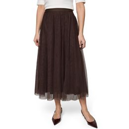 Zero Damen Midirock "Damen mit Falten", braun, Gr. 40, transparent, T&uuml;ll, Obermaterial: 100% Polyester, R&ouml;cke, Material