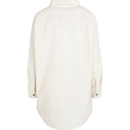 Urban Classics Damen Kurzarmshirt "Urban Classics Damen Ladies Long Corduroy Overshirt", wei&szlig;, Gr. XXXL, unifarben, 100% Baumwolle, Blusen