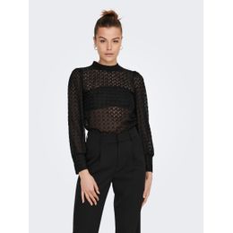 Jacqueline de Yong JDY Damen Spitzenshirt "JDYAVERY L/S LACE TOP JRS NOOS", schwarz, Gr. M, unifarben, Single Jersey, Obermaterial: 100% Polyester, Shirts