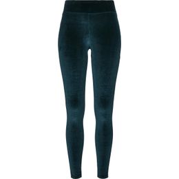 Leggings Urban Classics "Urban Classics Damen Ladies High Waist Velvet Leggings", Damen, Gr. M, US-Gr&ouml;&szlig;en, teal, 92% Polyester, 8% Elasthan, unifarben, skinny fit, Hosen Leggings