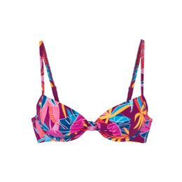Buffalo Damen B&uuml;gel-Bikini-Top "Soleil", bunt, Gr. 38, bedruckt, floral, Recycling-Polyamid, Bikini-Oberteile, mit Wattierung