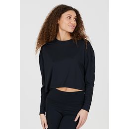 ENDURANCE ATHLECIA ATHLECIA Damen Langarmshirt "Offner", schwarz, Gr. 34, unifarben, 88% Nylon, 12% Elasthan, Shirts, im gecroppten Design