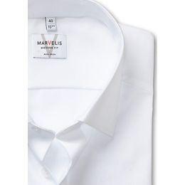 MARVELIS Herren Langarmhemd, wei&szlig;, Gr. 43, Web, Obermaterial: 100% Baumwolle, Hemden, modern fit, Businesshemd, b&uuml;gelfrei, New-Kentkragen