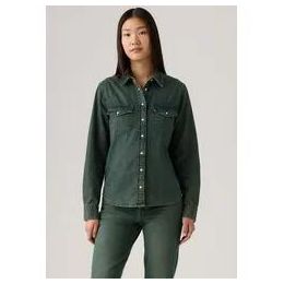 Levi's Jeansbluse LEVI'S "ESSENTIAL WESTERN", Damen, Gr. XS (34), verdant ventures top, Denim/Jeans, Obermaterial: 100% Baumwolle, Basic, figurbetont h&uuml;ftbedeckend, eckige 1-Knopf-Manschette mit Schlitz, Blusen Jeansbluse, mit Brusttaschen mit Druckkn&ouml;pfen
