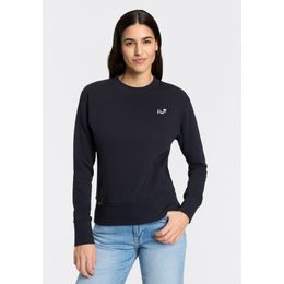 Sweatshirt Ragwear "AZALLEA O", Damen, Gr. L, navy, Sweatware, Obermaterial: 70% Baumwolle, 30% Polyester, unifarben mit Farbeinsatz, h&uuml;ftlang, Rundhals, Rippb&uuml;ndchen, Sweatshirts Sweatshirt, mit Logostickerei