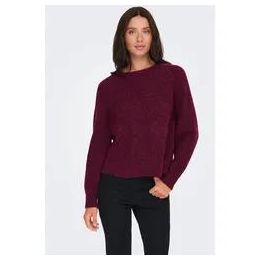 Strickpullover Only "ONLGILA LIFE LS STRUCTURE O-NECK BF KNT", Damen, Gr. S, winetasting detail:melange, Strick, Obermaterial: 79% Polyester, 13% Polyacryl, 5% Wolle, 3% Elasthan, meliert, regular fit, Rundhals, Puff&auml;rmel Rippb&uuml;ndchen, Pullover Strickpullover