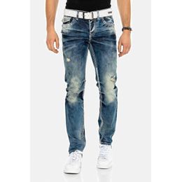 Cipo & Baxx CIPO & BAXX Herren 5-Pocket-Jeans "Jeans", blau, Gr. 30, unifarben, 100% Baumwolle, Jeans, in Straight-Fit, CD-149