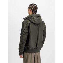 Herren Bomberjacke "MA-1 HOODED", gr&uuml;n, Gr. S, Alpha Industries, unifarben, Web, Obermaterial: 100% Nylon, Jacken