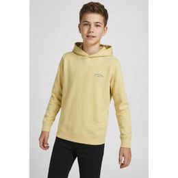 Jack & Jones Kinder Kapuzensweatshirt "JJCOLLEGE LOGO SWEAT HOOD JNR"sunlight, Gr. 128, JACK & JONES JUNIOR, bedruckt, unifarben, Sweatware, Obermaterial: 80%