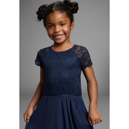 Kidsworld M&auml;dchen Jerseykleid "Festliches Kleid mit Spitze", blau, festlich, Gr. 176, Biese, gepflegt, Jersey, Obermaterial: 90% Polyamid, 10%