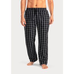 Herren Pyjamahose, AUTHENTIC LE JOGGER, Gr. 52, schwarz, Web, Obermaterial: 100% Baumwolle, kariert, Basic, Hosen, mit Seitentaschen und Bindeband