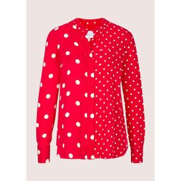Madeleine Mode MADELEINE Damen Langarmbluse "Hemdbluse Viskosebluse mit P&uuml;nktchen-Design", rot, Modern, Gr. 38, Obermaterial: 100% Viskose CV., Blusen, Kellerfalte