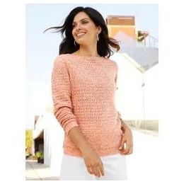 Strickpullover Classic Basics "Ajour-Pullover", Damen, Gr. 40, apricot, ecru, meliert, 100% Polyacryl, meliert, Pullover Strickpullover