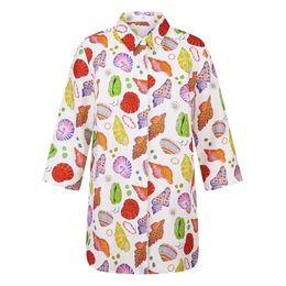 Emilia Lay - Long-Bluse mit 3/4-Arm, weiss, Gr. 48 / XL - Leinen