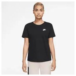 T-Shirt Nike SPORTSWEAR "W NSW CLUB SS TEE", Damen, Gr. S, schwarz, Jersey, Obermaterial: 100% Baumwolle, normal, Rundhals, Shirts T-Shirt, etwas weiterer Schnitt, k&uuml;rzere L&auml;nge, mit leicht abgerundetem Saum