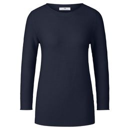 Peter Hahn - Rundhals-Pullover mit 3/4-Arm, blau, Gr. 46 / L - Baumwolle