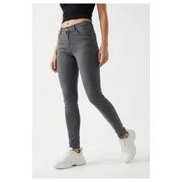 Skinny-fit-Jeans Only "ONLRAIN REG SKINNY JEANS DNM CRYOD655", Damen, Gr. XS (34), L&auml;nge 32, blau (grau denim), Denim/Jeans, Obermaterial: 53% Viskose, 29% Baumwolle, 17% Polyester, 1% Elasthan, unifarben, skinny fit, Jeans
