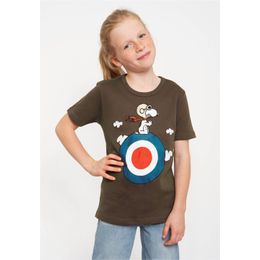 logoshirt M&auml;dchen T-Shirt "Snoopy - Target", gr&uuml;n, Gr. 140, bedruckt, 100% Baumwolle, Shirts, mit lizenziertem Originaldesign