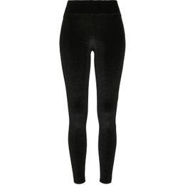 Urban Classics Damen Leggings "Urban Classics Damen Ladies High Waist Velvet Leggings", schwarz, Gr. L, unifarben, 92% Polyester, 8% Elasthan, Hosen