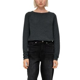 QS Damen Strickpullover, schwarz, Gr. XL, Strukturmuster, unifarben, Strick, Obermaterial: 65% Polyester, 35% Viskose, Pullover, mit Strukturmuster