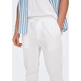 Only & Sons ONLY & SONS Herren Schlupfhose "ONSLINUS CROP 0007 COT LIN PNT NOOS", wei&szlig;, Gr. XL, unifarben, Web, Obermaterial: 75% Baumwolle, 25% Leinen, Hosen,