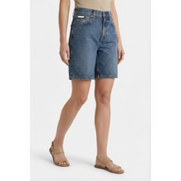 Damen Shorts "HI RISE A-LINE SHORT BLUE CAROLI", blau, Gr. 34, Calvin Klein Jeans, unifarben, Denim/Jeans, Obermaterial: 100% Baumwolle, Hosen, High