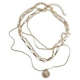 Kette mit Anh&auml;nger Urban Classics "Urban Classics Unisex Coin Layering Necklace", gold, Halsketten, Damen, onesize