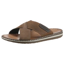 Pantolette Rieker, Herren, Gr. 40, braun (nussbraun, taupe), Leder, Lederimitat, Schuhe Pantolette, Sommerschuh, Schlappen, Poolslide, 150 Jahre Rieker Jubil&auml;umsartikel