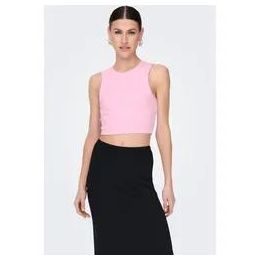 Tanktop Only "ONLVILMA S/L CROPPED TANK TOP JRS NOOS", Damen, Gr. XS, pink (pink lady), Jersey, Obermaterial: 95% Baumwolle, 5% Elasthan, unifarben, slim fit kurz, Rundhals, Tops Tanktop